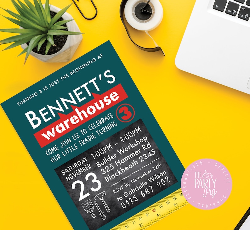 Bunnings Inspired Birthday Invitation, Bunnings Birthday Party ...