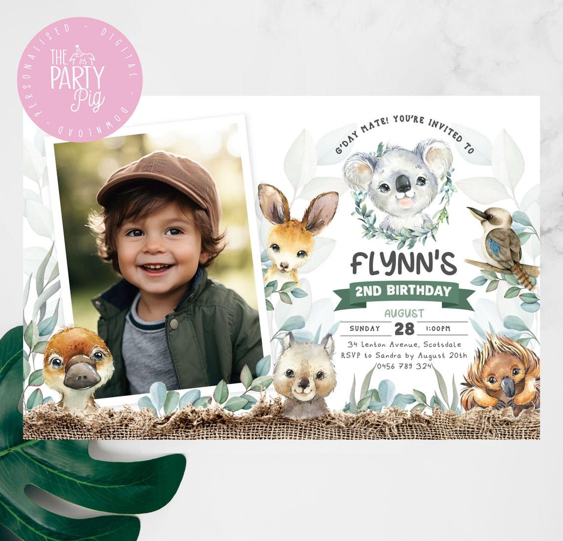 Australian Animals Birthday Invitation With Photo, Animals Invite ...