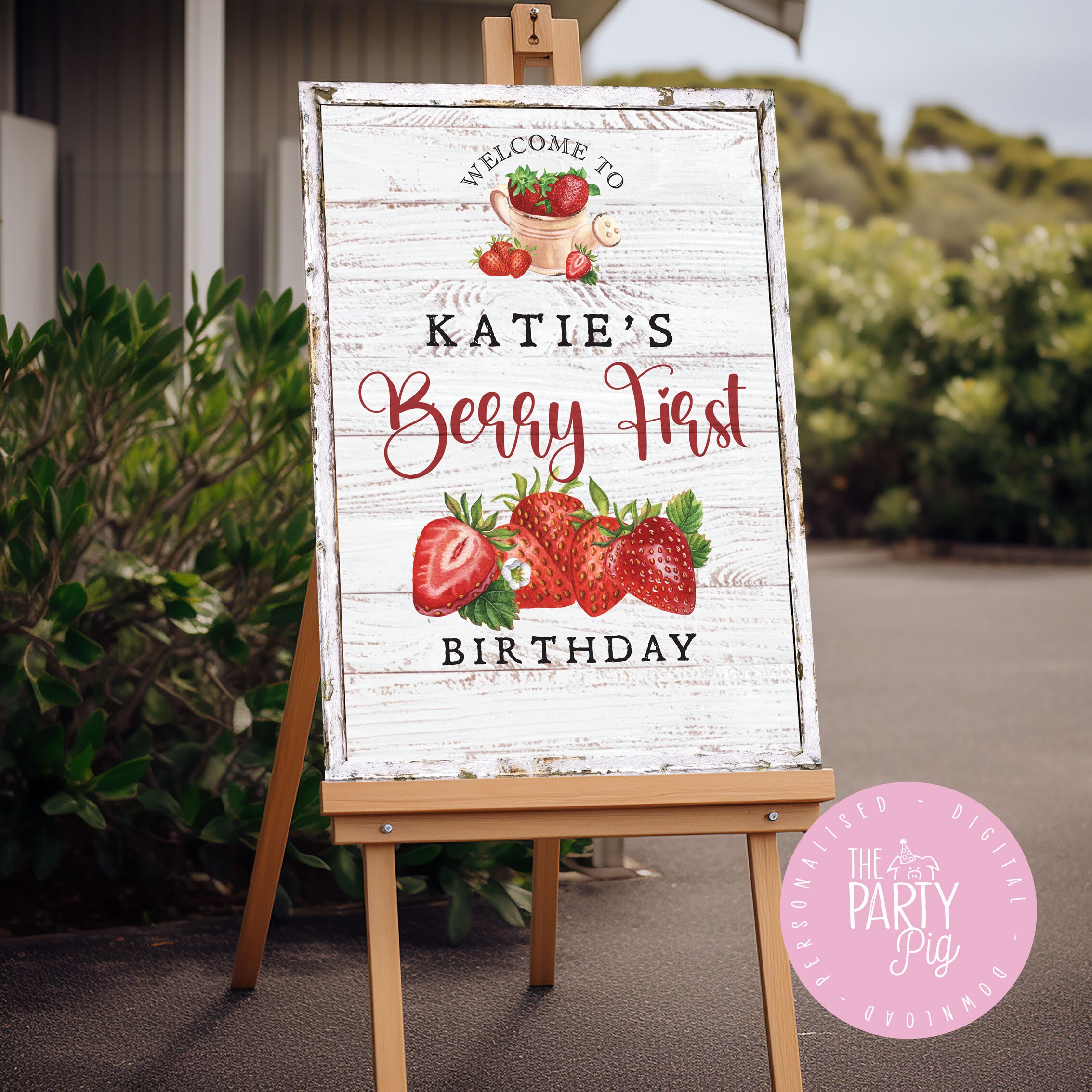 Berry First Birthday Welcome Poster, Strawberry Birthday Sign, Sweet ...