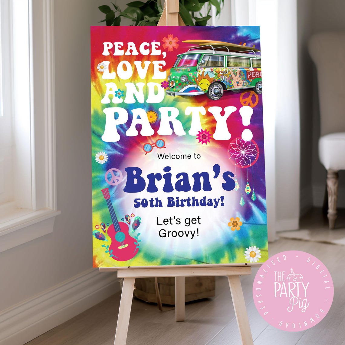 Groovy Hippie Peace & Love 60s Theme Birthday A1 Welcome Sign 50th ...