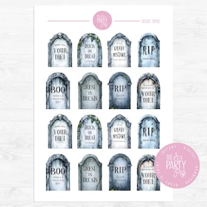 Tombstone Cupcake Toppers, Halloween Gravestone Cupcake Toppers ...