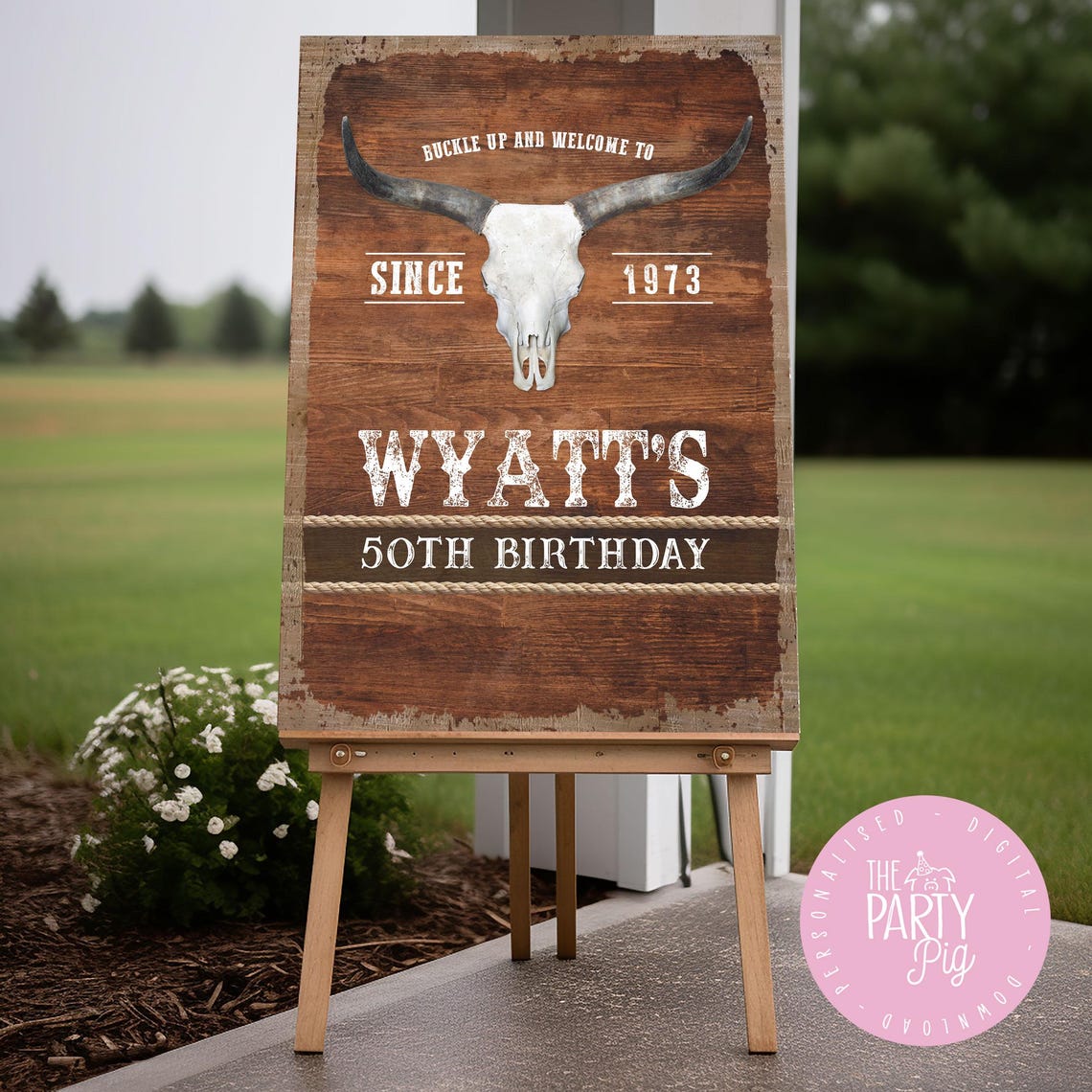 Country Western Cowboy Birthday Party Welcome Poster Buckle up Rodeo ...