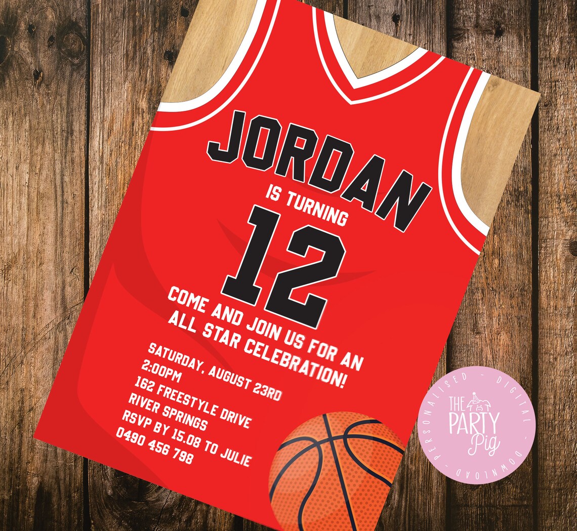 Basketball Jersey Digital Download Birthday Invitation, Jersey Party ...