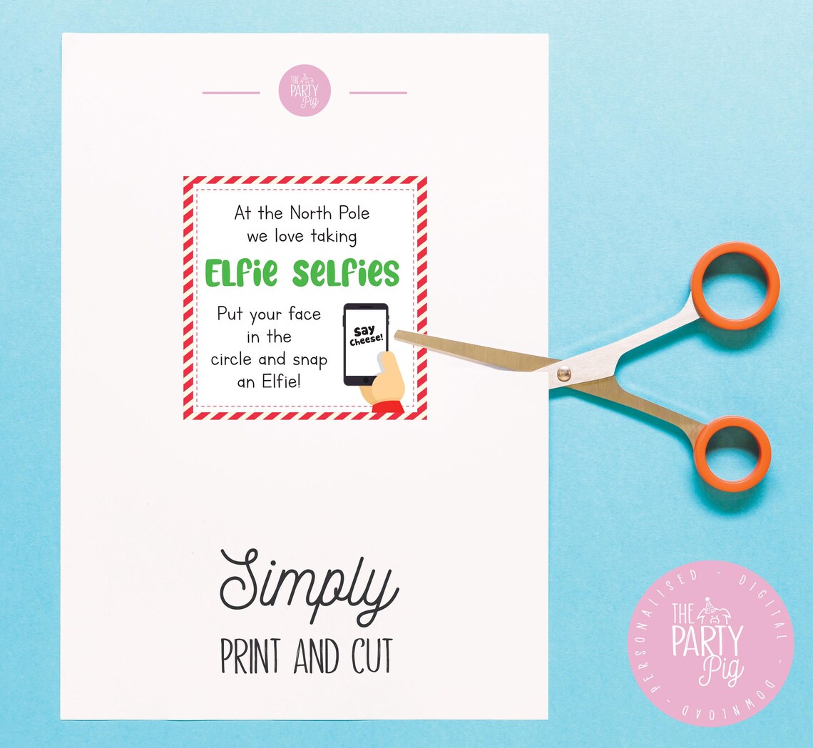 Printable Elf Let's Take an Elfie Printable Prop, Elfie Selfie Print ...