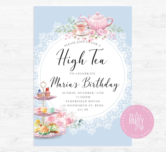 High Noon Tea Invitations 5x Afternoon Tea Party Invitation Cards With