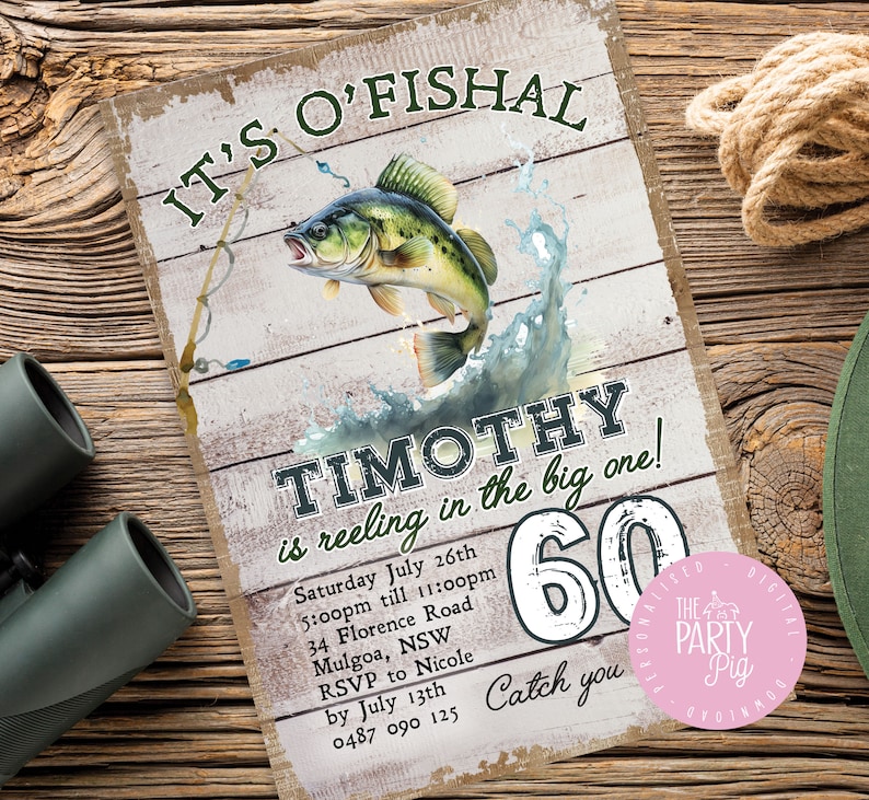 Fishing Birthday Party Invitation Fisherman Theme Birthday - Etsy