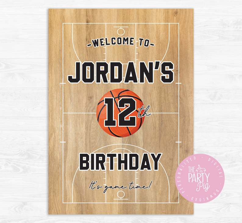 Basketball Birthday Welcome Sign Basketball Party Poster Welcome Sign ...