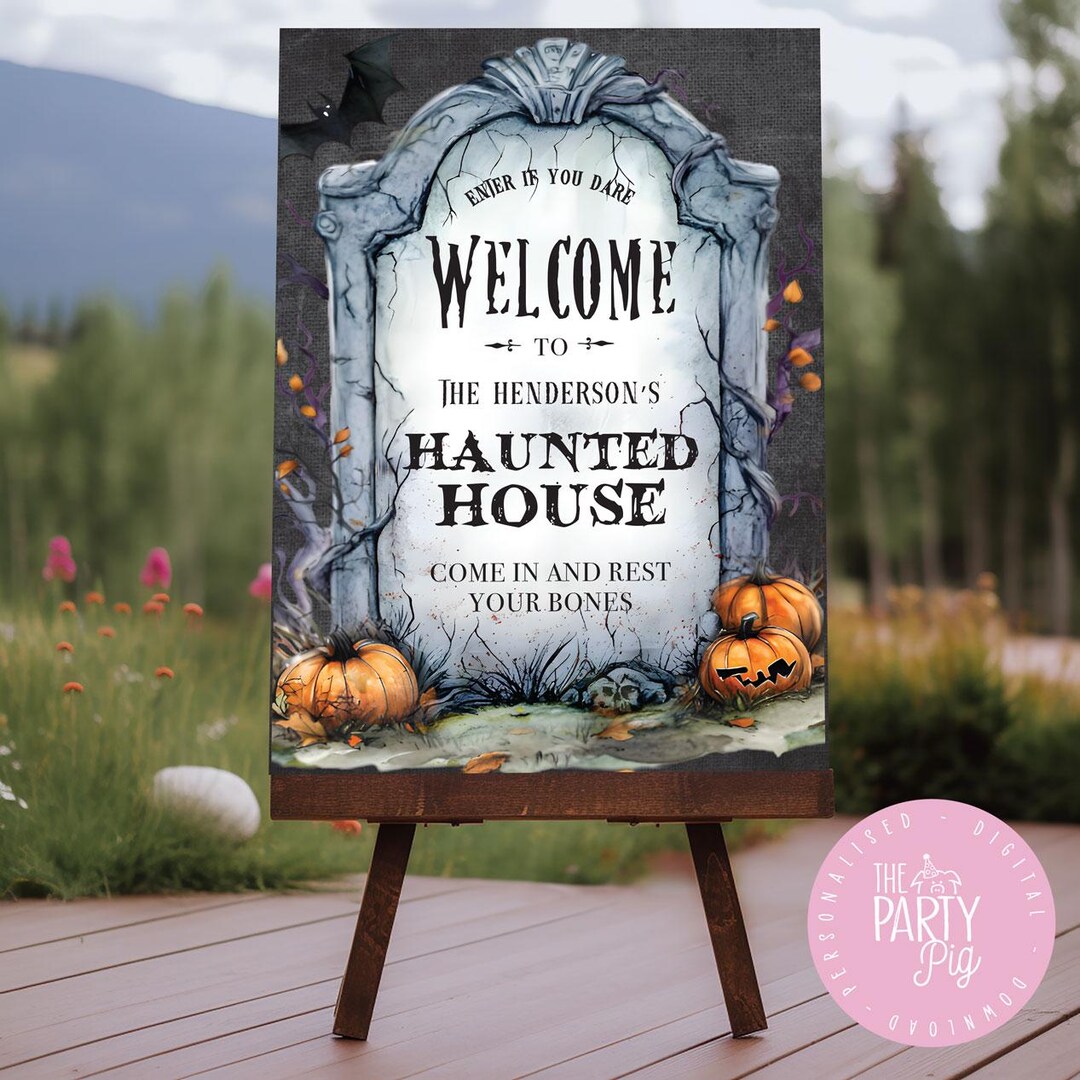 Halloween Welcome Sign, Halloween Party Welcome Sign, Grave Welcome ...