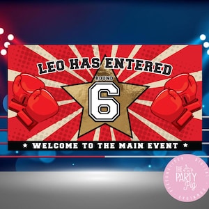 Boxing Birthday Backdrop Birthday Party Banner Boxing Poster Digital ...
