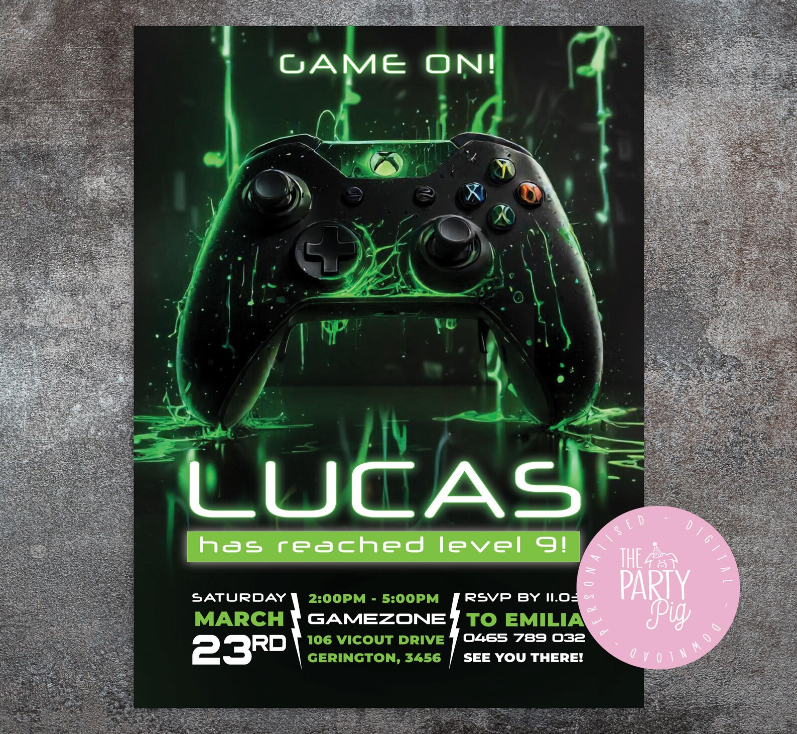 Gamer Invitation Video Game Invite Gaming Birthday Party Custom Invite ...