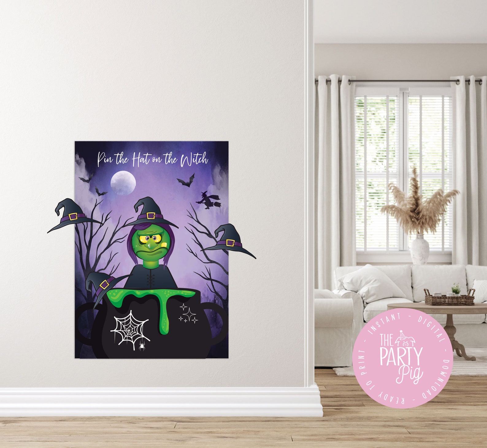 Halloween Party Game Pin the Hat on the Witch DIY Party - Etsy