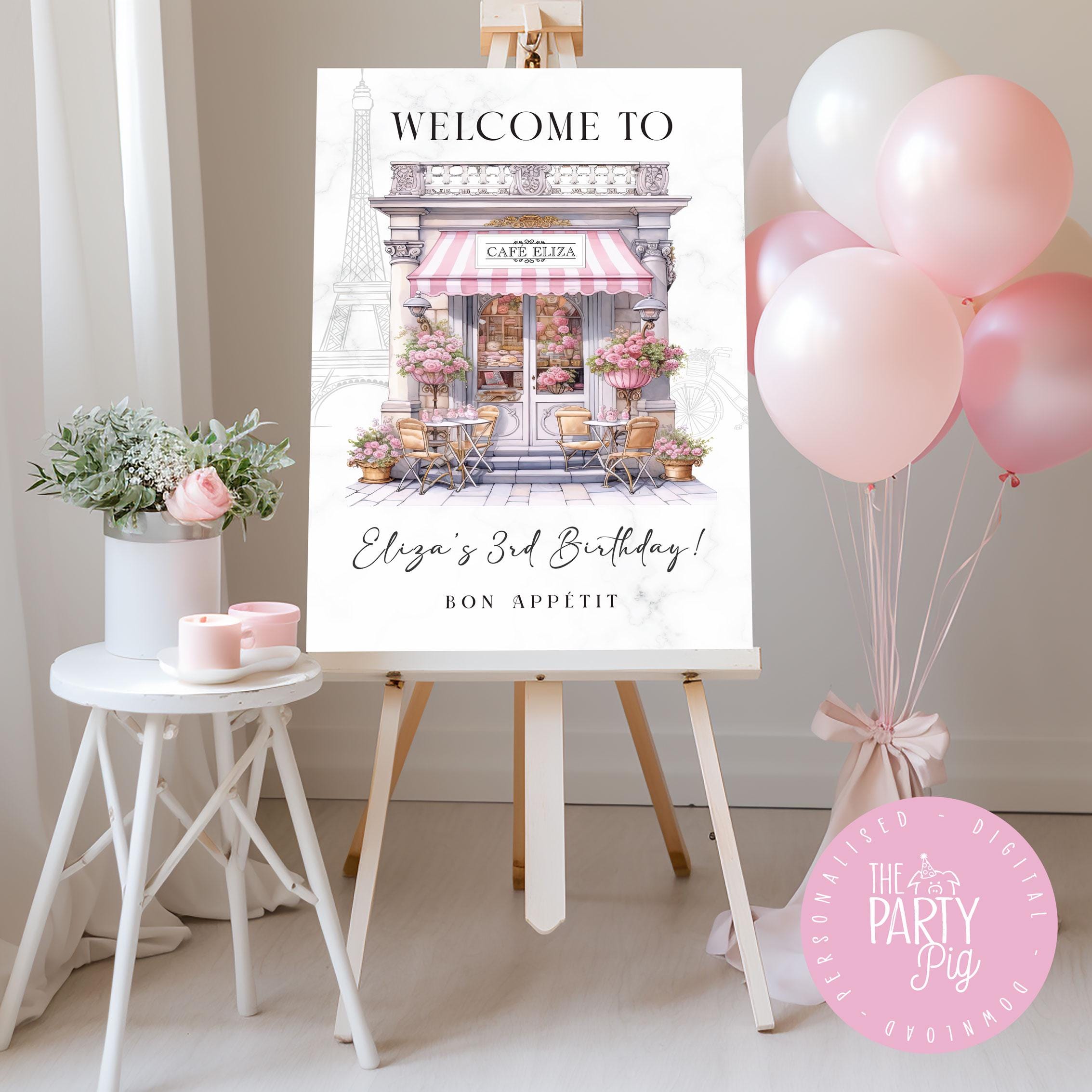 Paris Birthday Welcome Poster, French Patisserie, Parisian Cafe, French ...