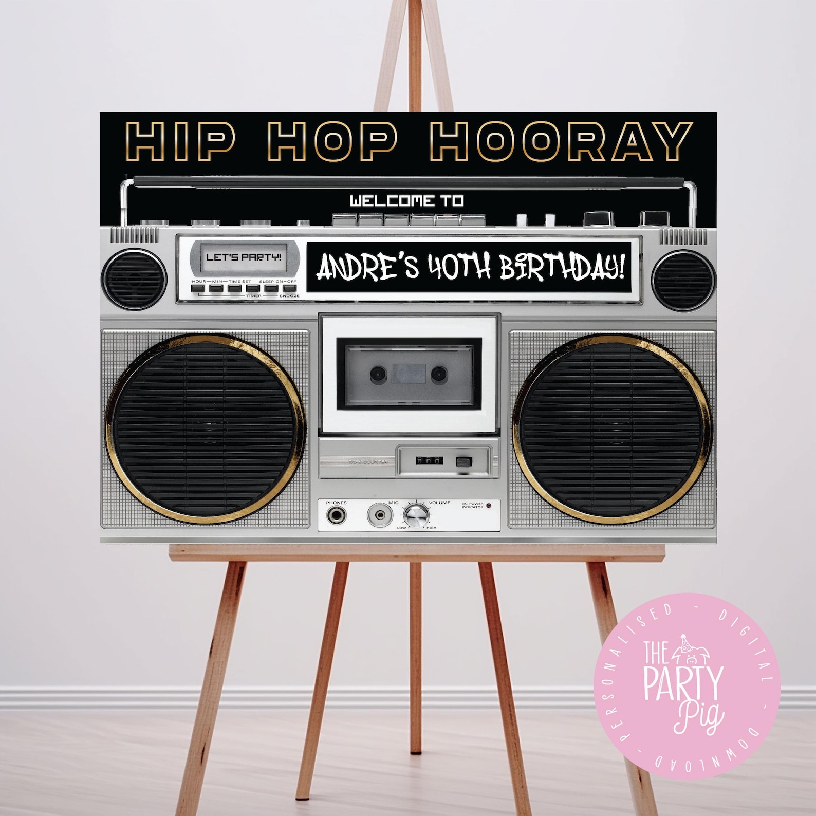 Hip Hop Hooray Stereo Boom Box Welcome Sign, Hip Hop Birthday Poster ...