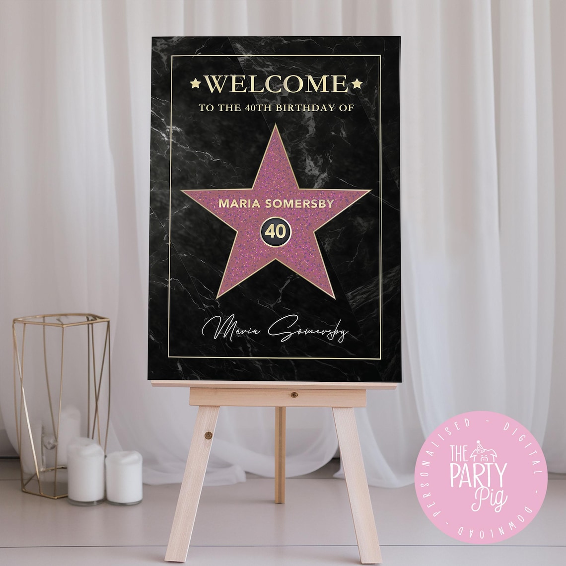 Hollywood Walk of Fame Welcome Poster Movie Themed Hollywood Birthday ...