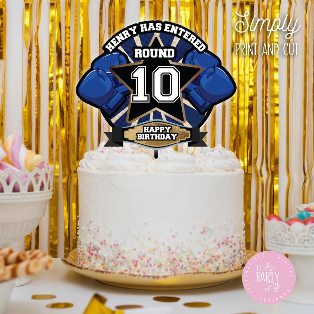 Boxing Birthday Digital Cake Topper, Knockout Birthday, Boxing Birthday ...