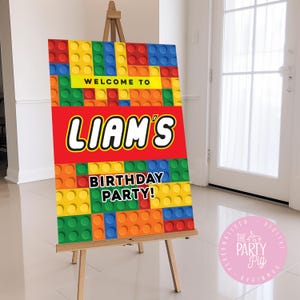 Building Block Birthday Party Welcome Poster , Building Block Welcome ...