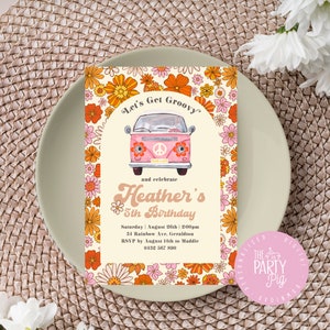 Groovy Hippie Peace & Love 60s Theme Birthday Invitation Retro Vintage ...