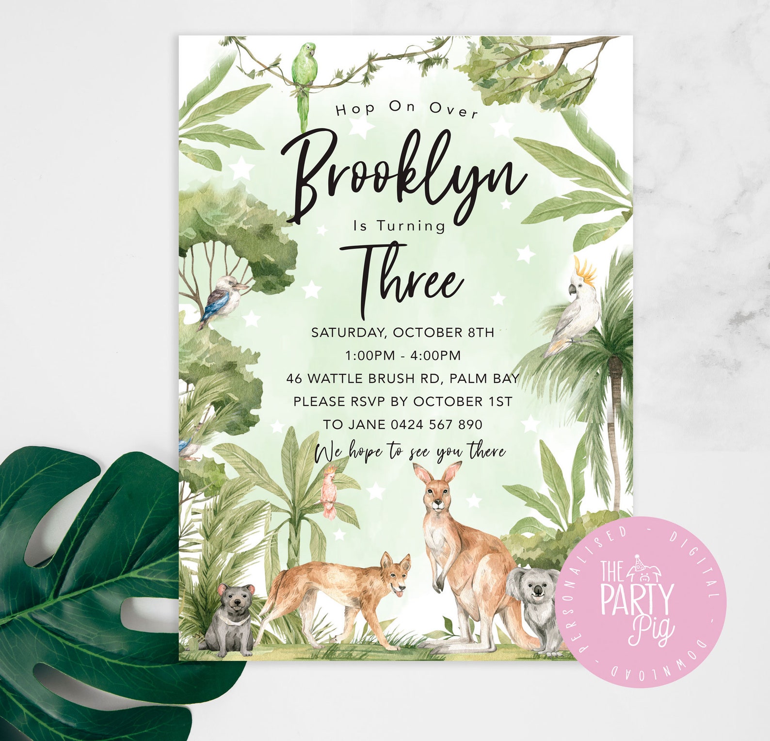 Australian Animal Birthday Invitation Digital Download Australia Party ...