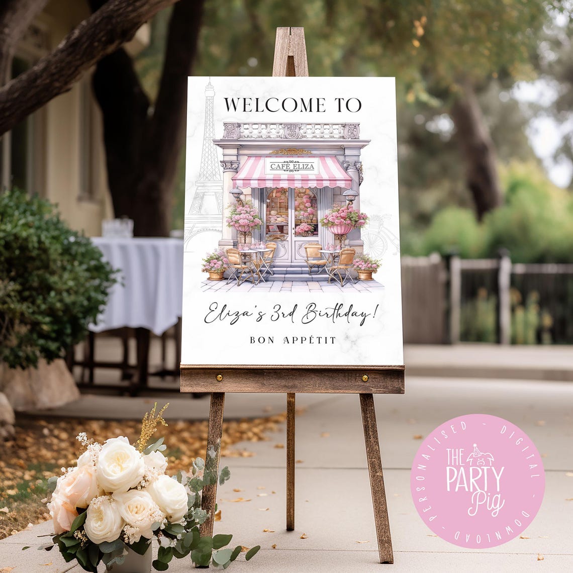Paris Birthday Welcome Poster, French Patisserie, Parisian Cafe, French ...