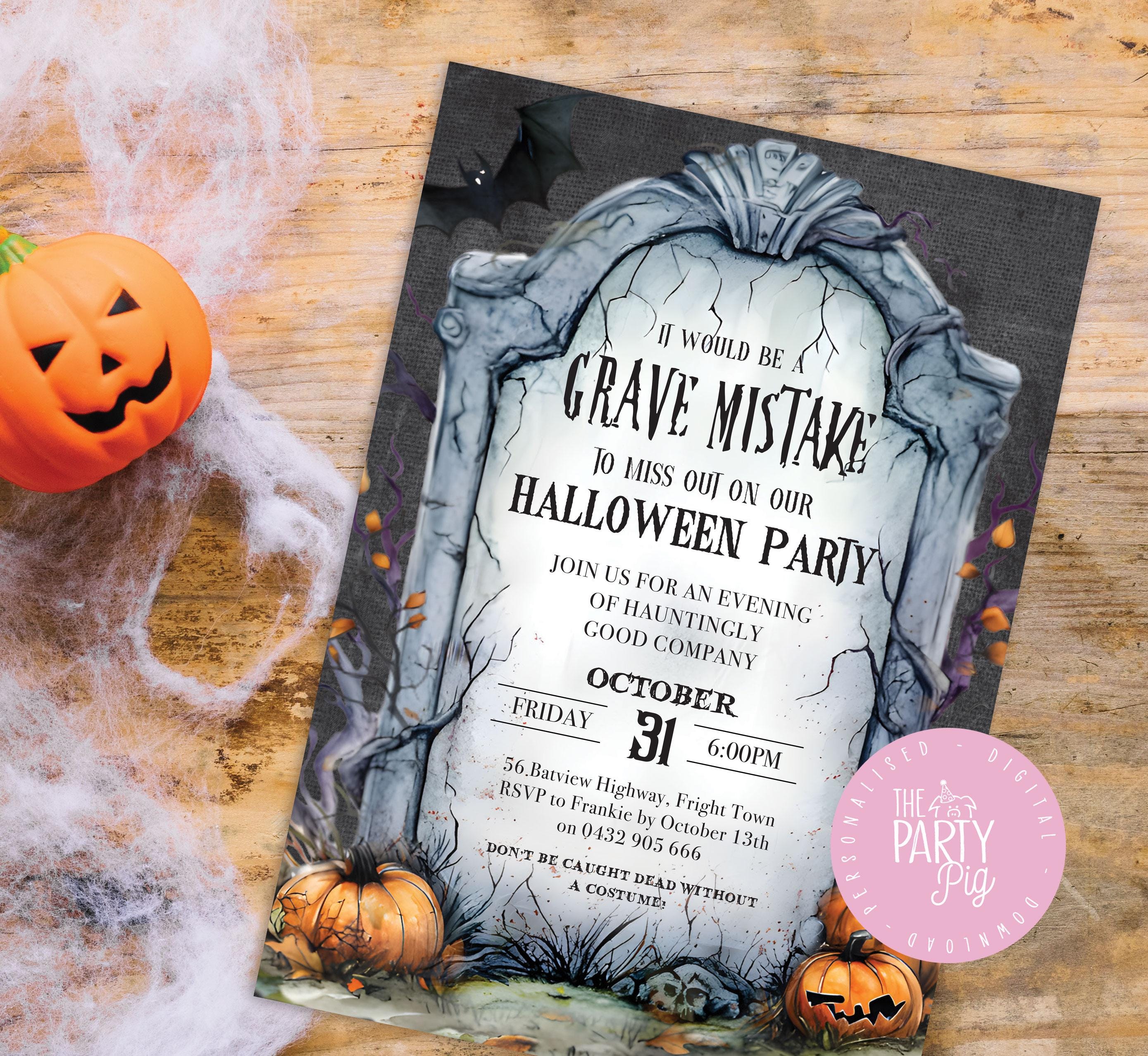 Tombstone Halloween Invitation , Gravestone Halloween Costume Party ...