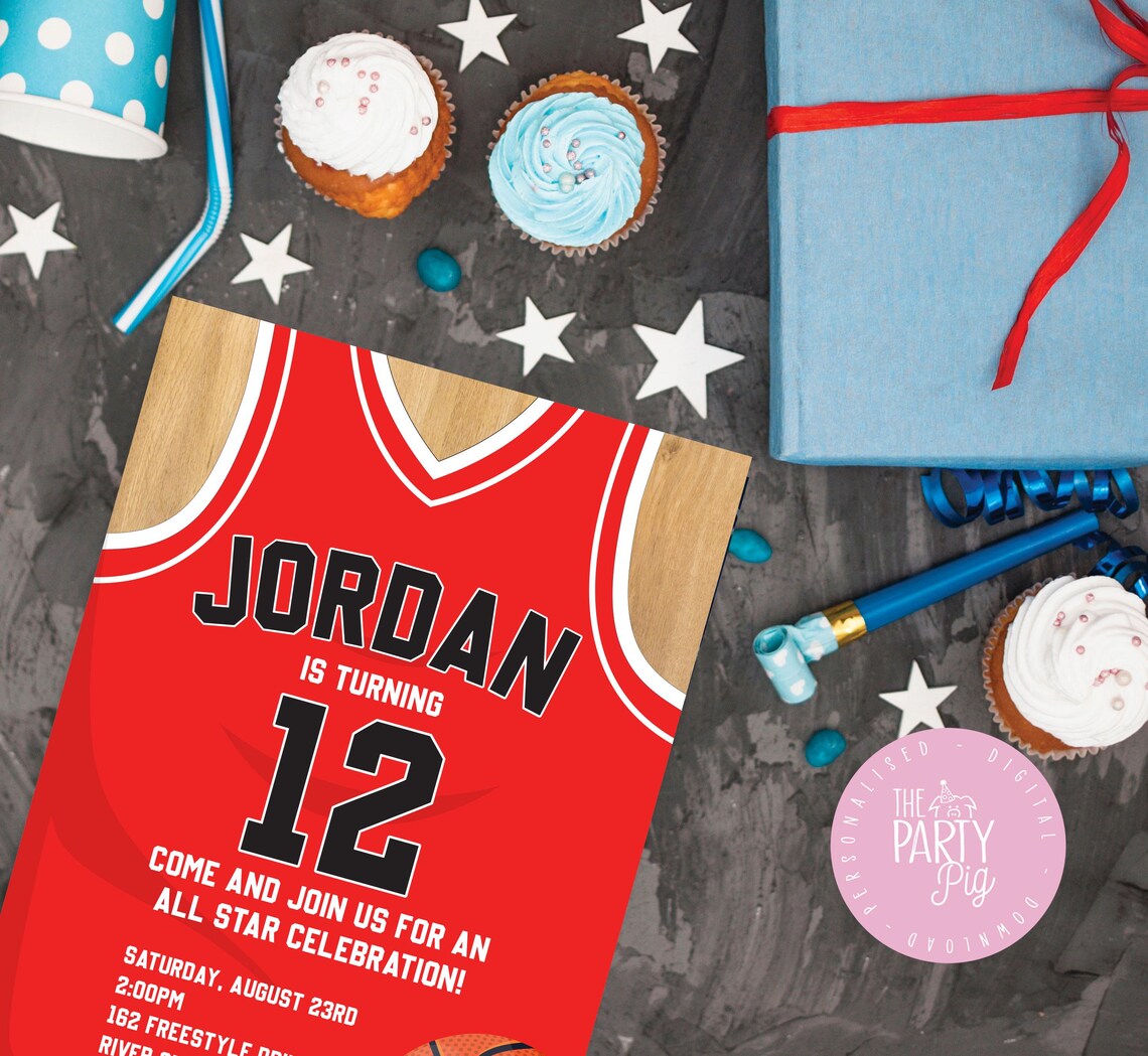 Basketball Jersey Digital Download Birthday Invitation, Jersey Party ...