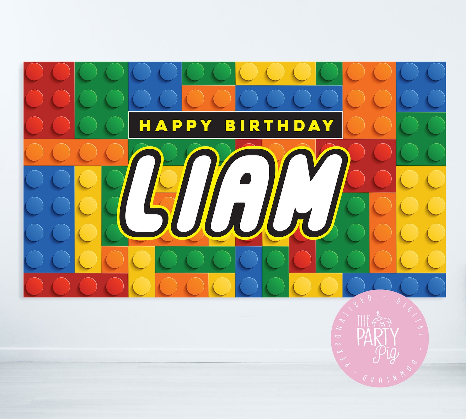 Building Block Birthday Party Banner Backdrop Digital Download Custom ...