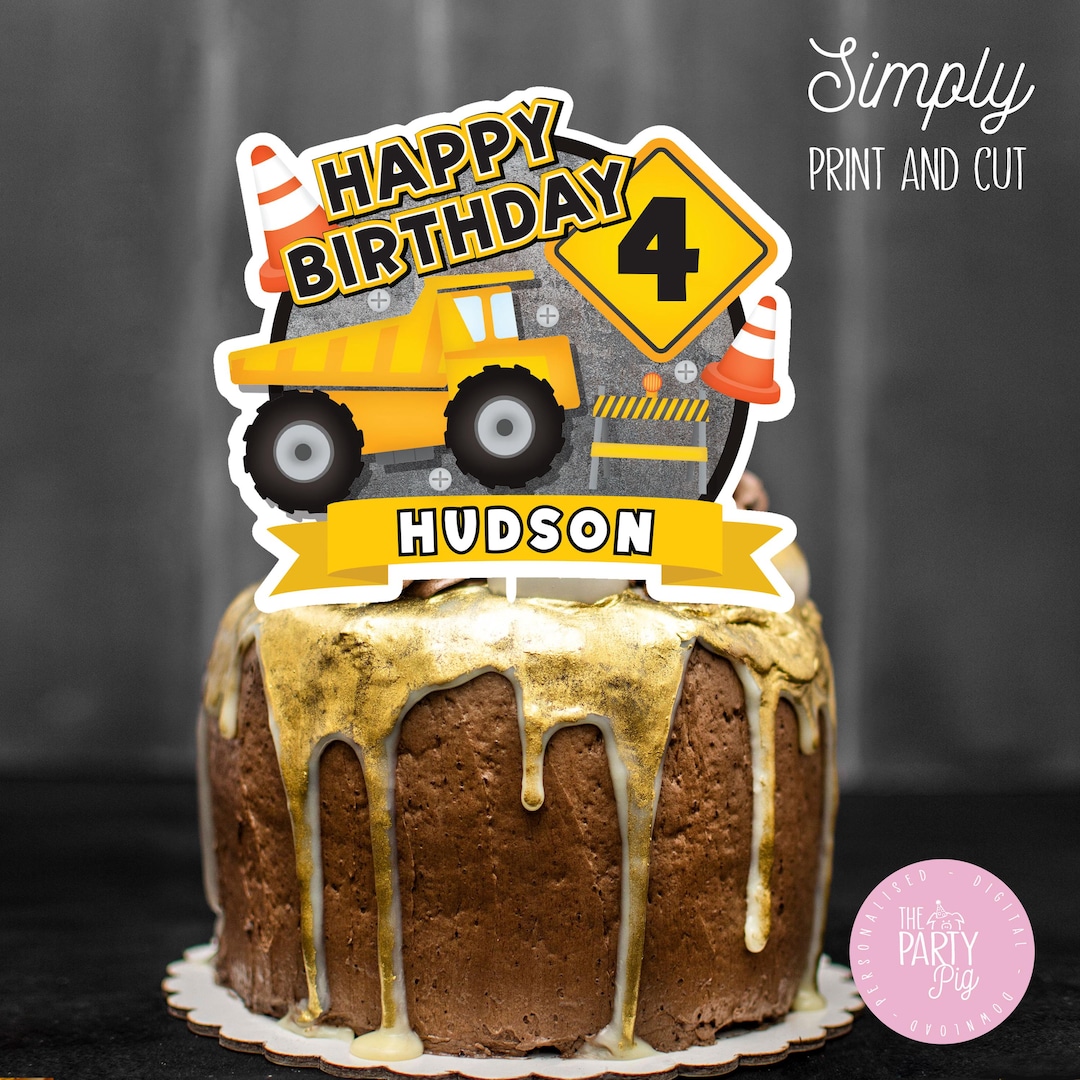 Construction Birthday Cake Topper, Dump Truck Cake, Construction Party ...