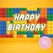 Building Block Backdrop Birthday Party Happy Birthday Banner Backdrop ...