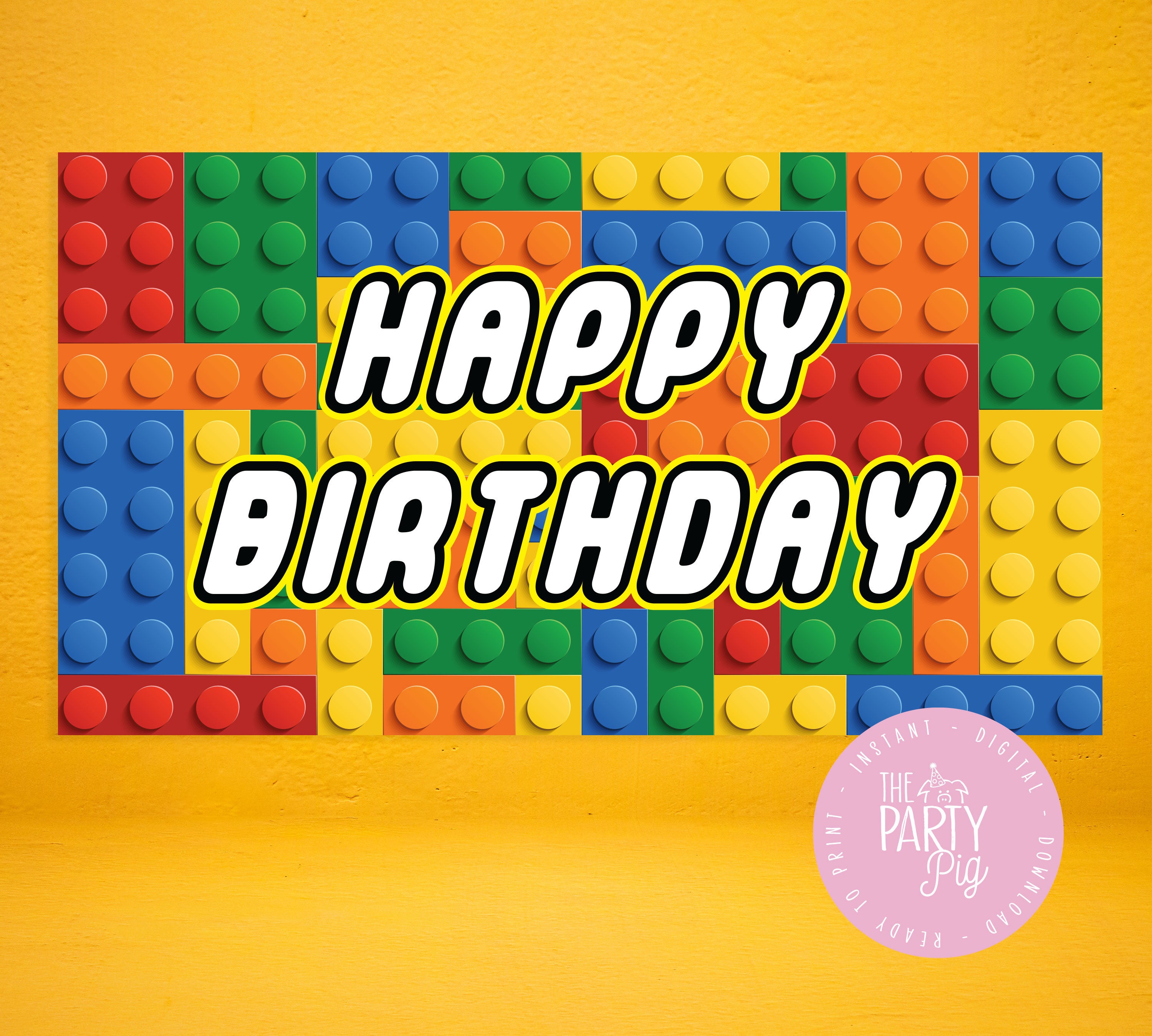 Building Block Backdrop Birthday Party Happy Birthday Banner Backdrop ...