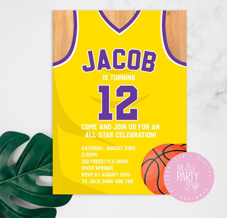 Basketball Jersey Digital Download Birthday Invitation, Jersey Party ...