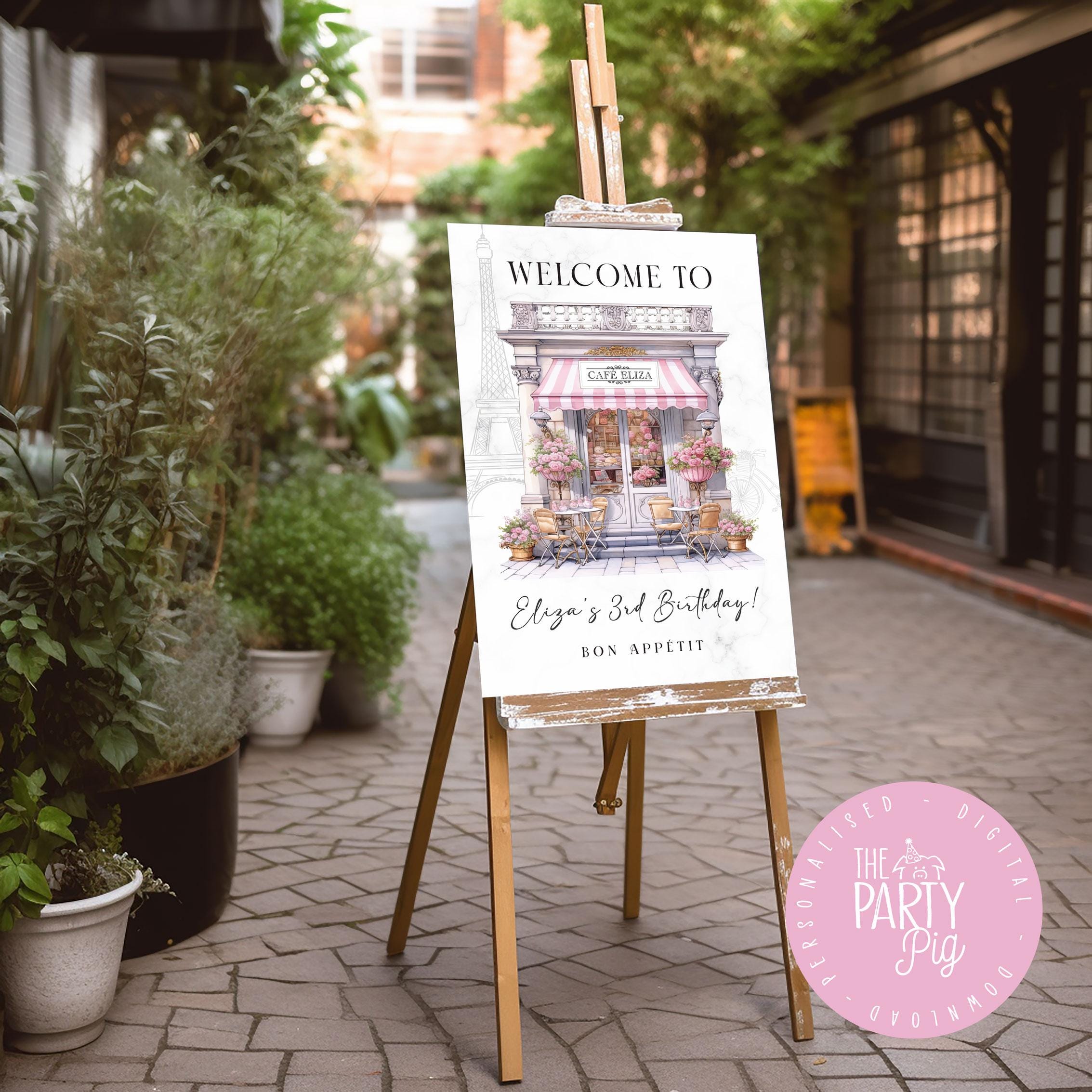 Paris Birthday Welcome Poster, French Patisserie, Parisian Cafe, French ...