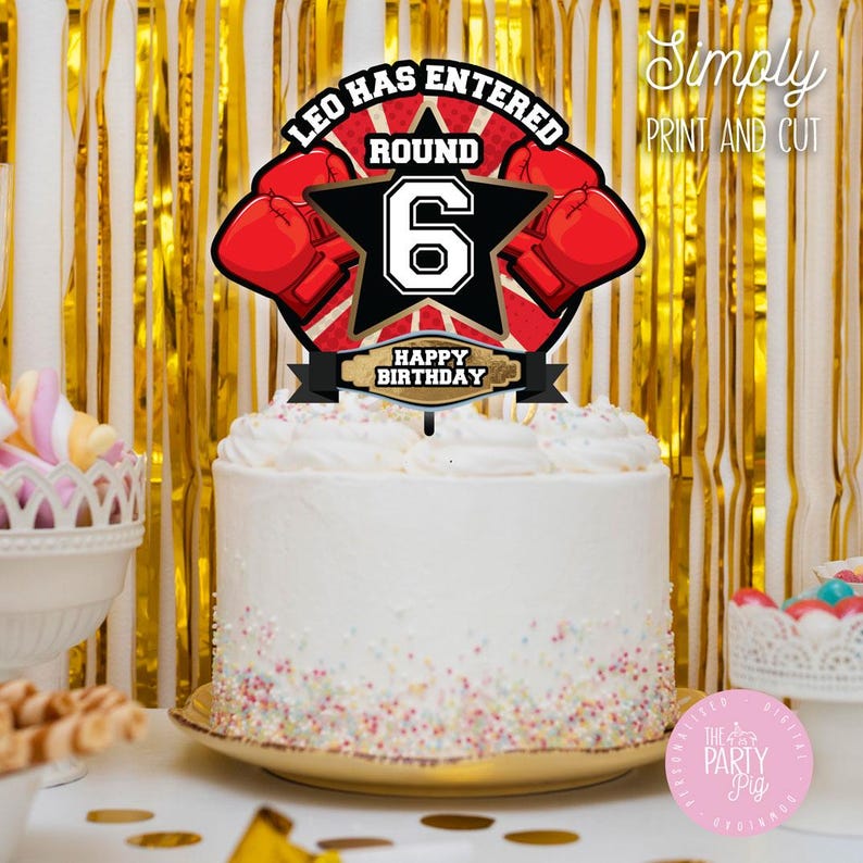 Boxing Birthday Digital Cake Topper, Knockout Birthday, Boxing Birthday ...