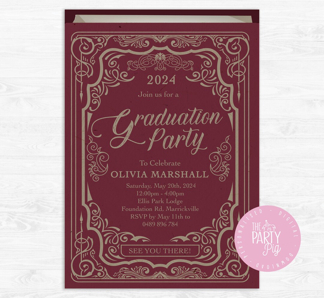 Graduation Party Invitation, Graduation Invitation, Book Invitation ...