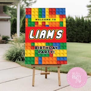 Building Block Birthday Party Welcome Poster , Building Block Welcome ...