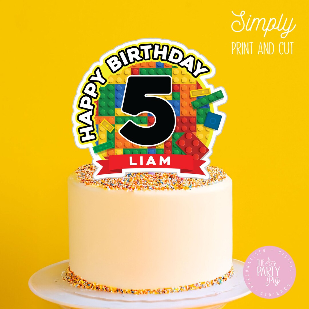 Building Block Birthday Party Cake Topper , Building Blocks Cake Topper ...
