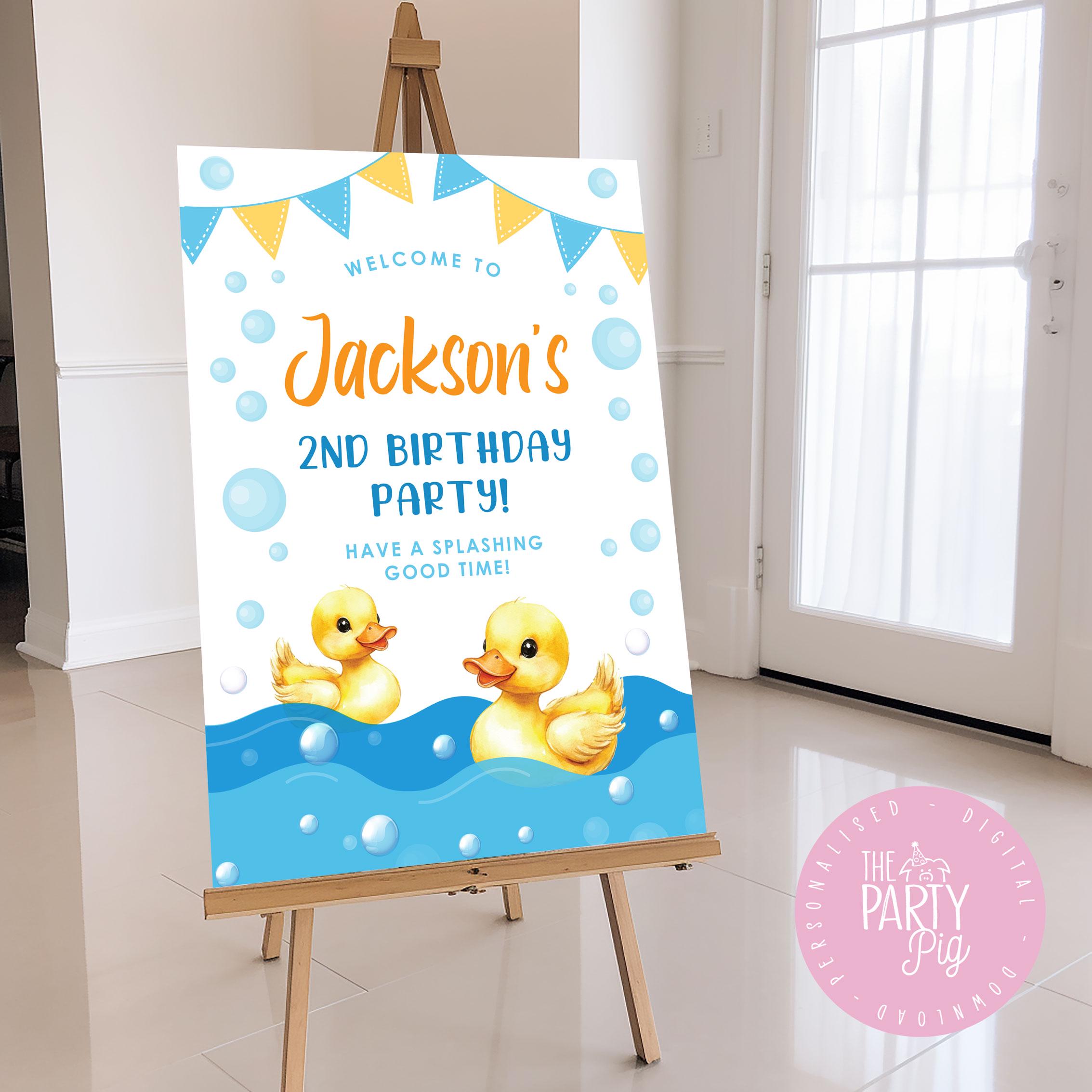 Rubber Duckie Birthday Welcome Sign, Digital Download Custom Poster ...