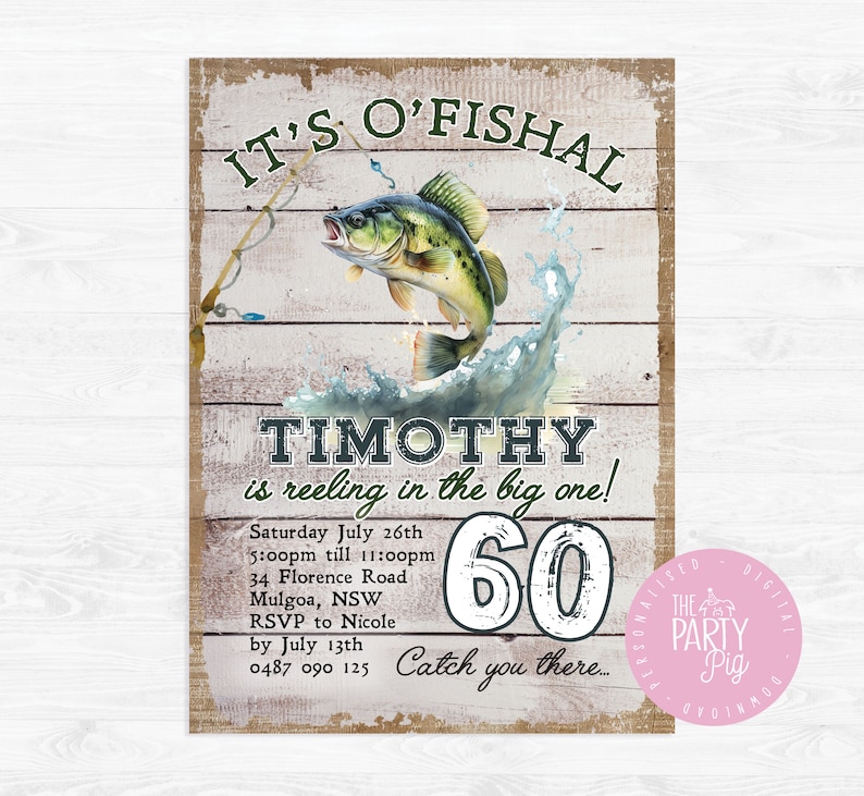 Fishing Birthday Party Invitation Fisherman Theme Birthday - Etsy