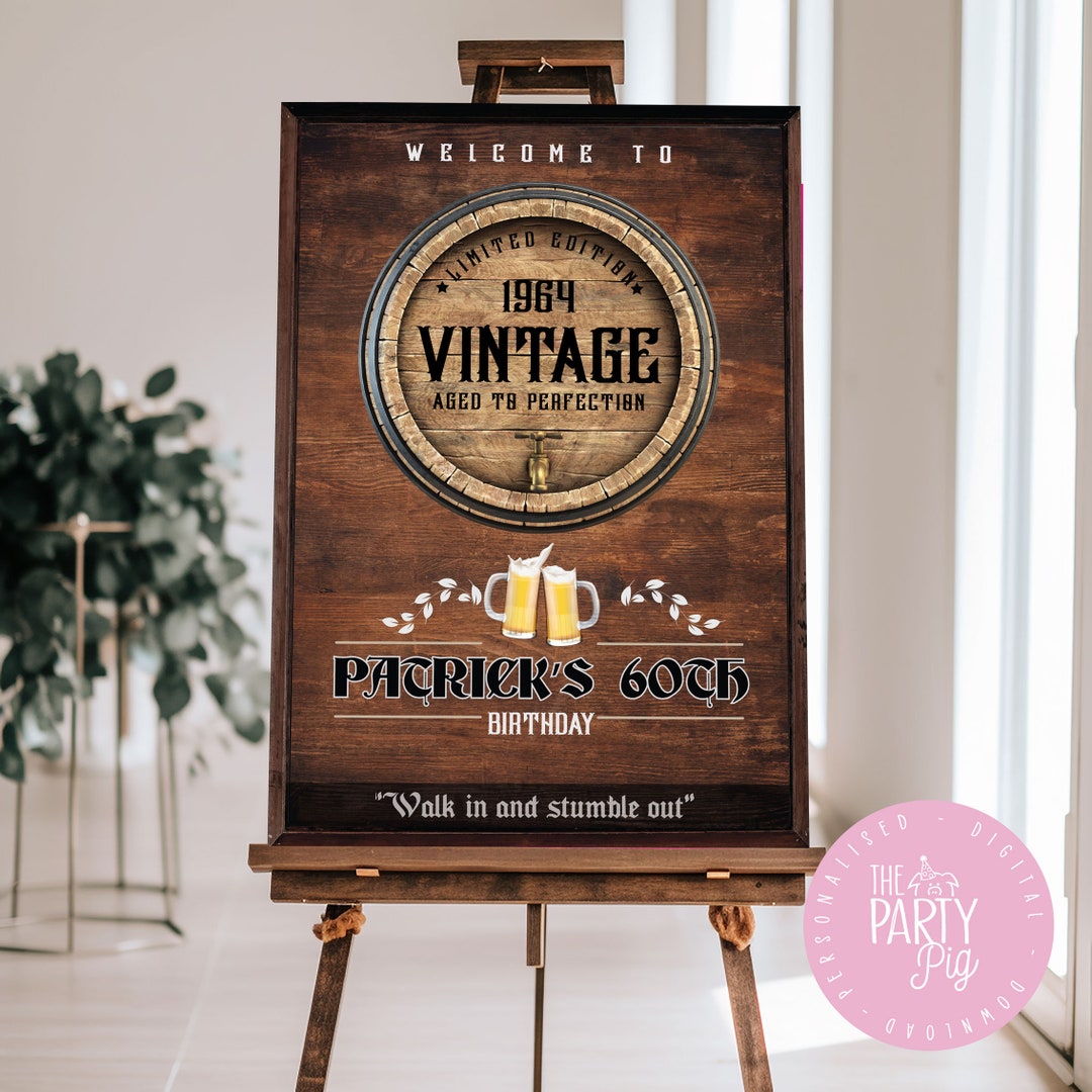 Aged to Perfection Welcome Sign, Beer Barrel Welcome Sign, Beer Poster ...