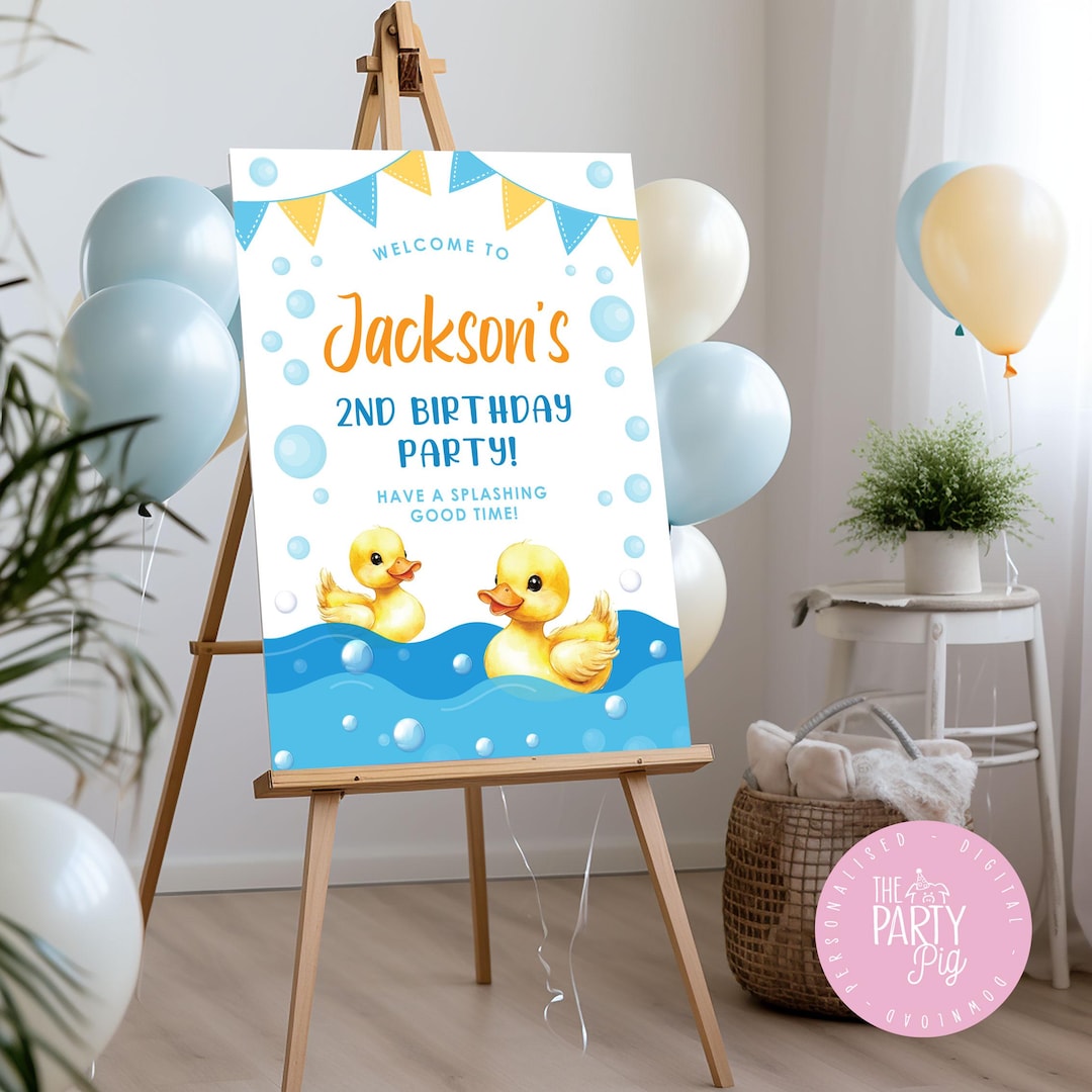 Rubber Duckie Birthday Welcome Sign, Digital Download Custom Poster ...