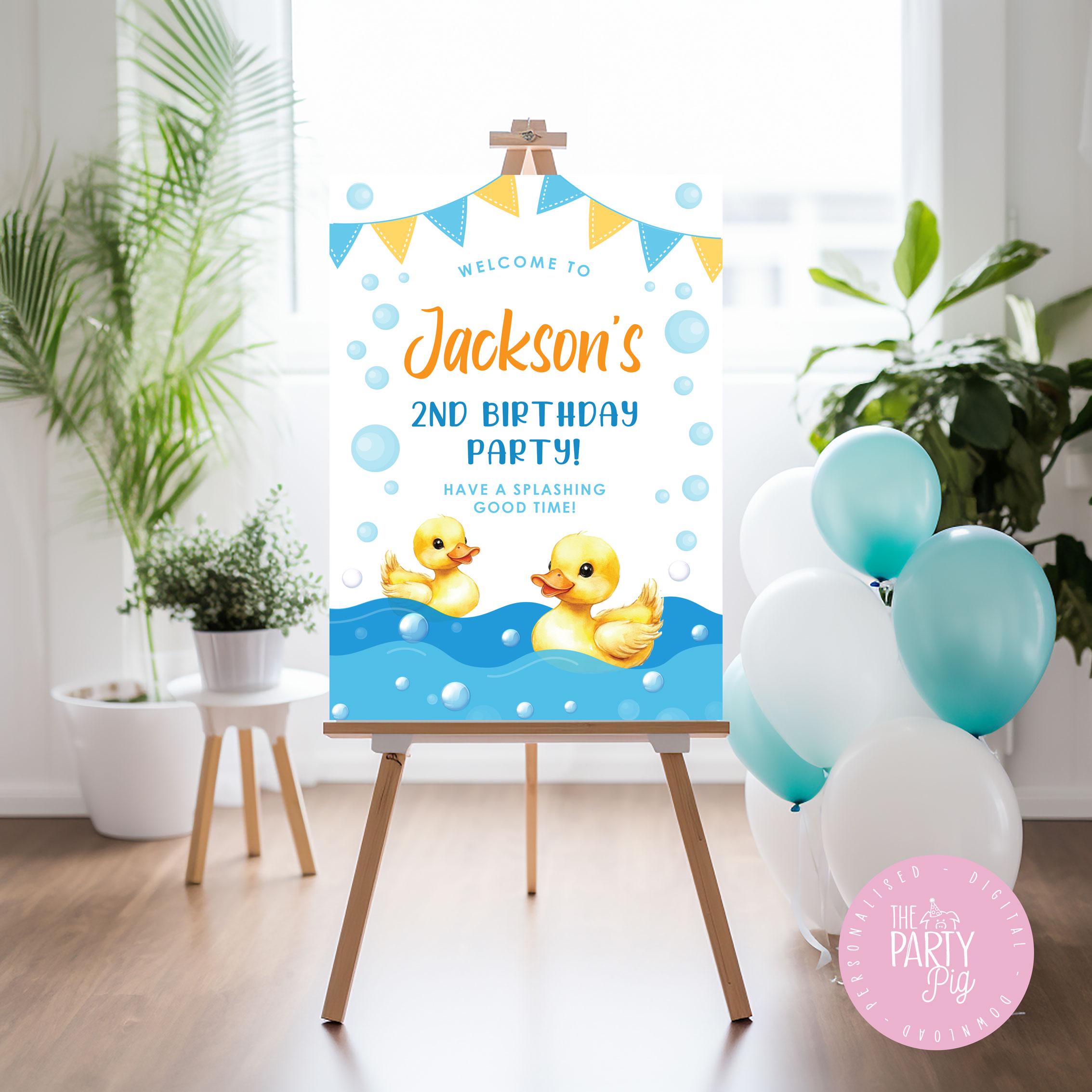 Rubber Duckie Birthday Welcome Sign, Digital Download Custom Poster ...