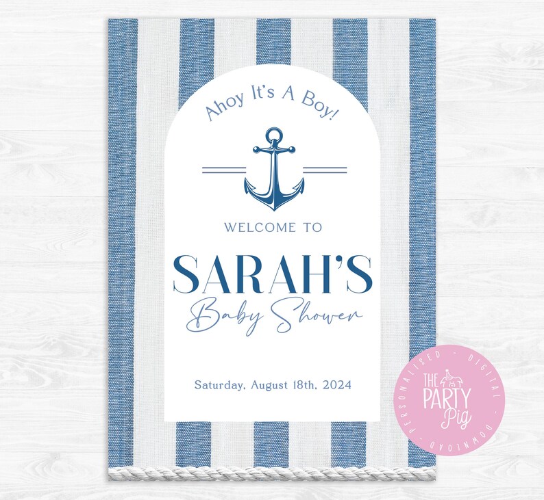 Ahoy It's a Boy Baby Shower Welcome Sign, Hamptons Baby Shower Welcome ...