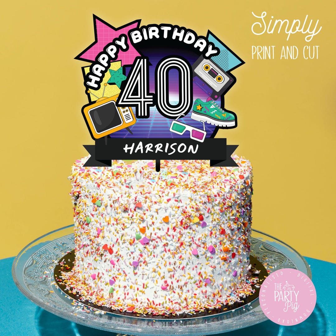 80's Birthday Cake Topper, 80's Digital Cake Topper, 80's Birthday ...