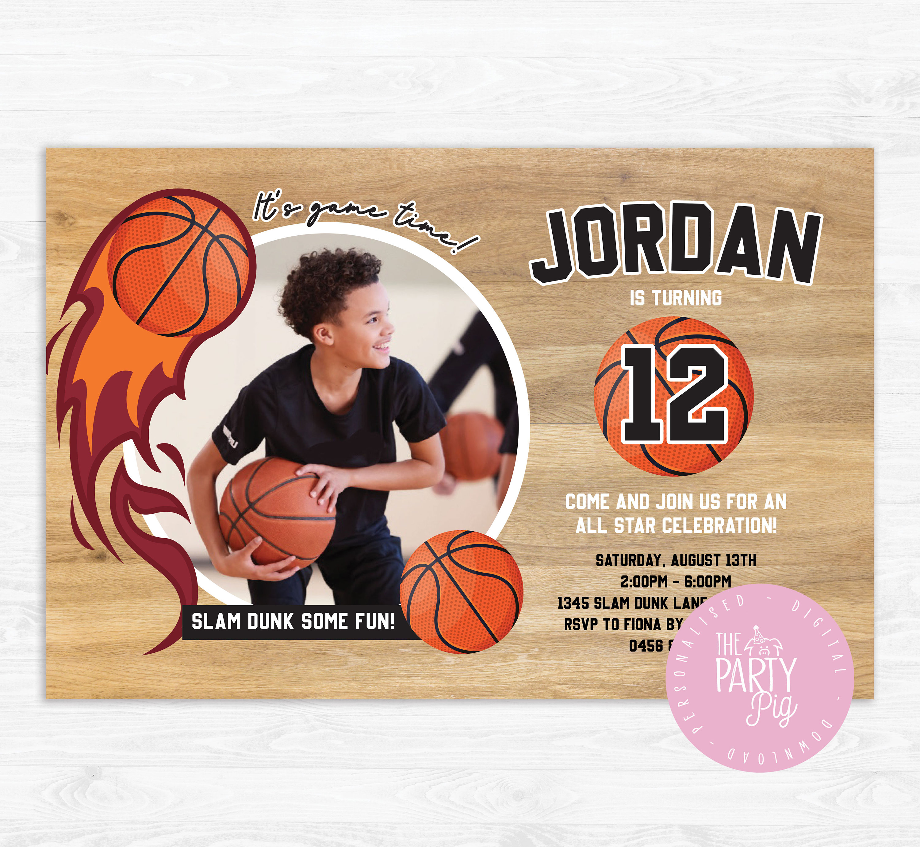 Basketball Birthday Invitation, Basketball Party Invite, Basketball ...