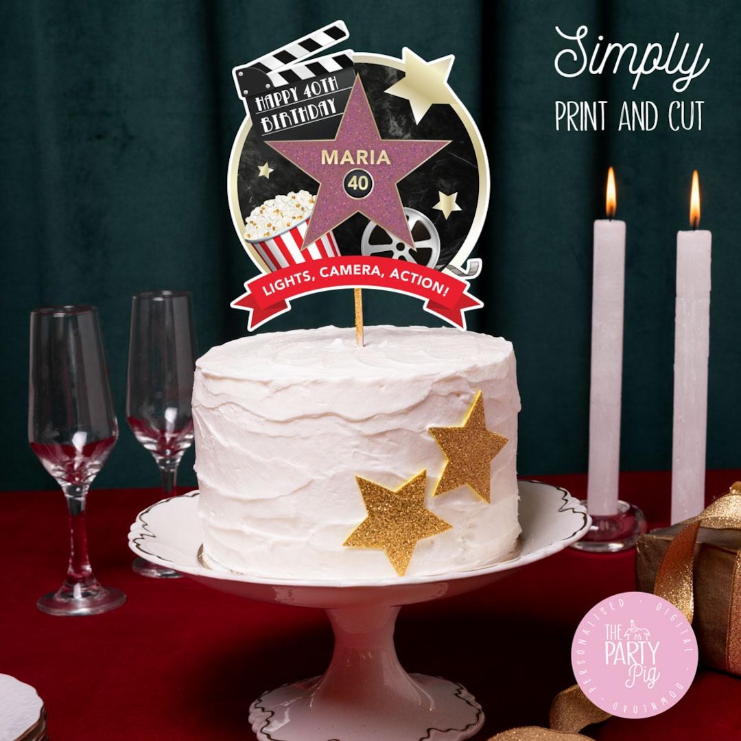 Hollywood Walk of Fame Digital Cake Topper, Movie Themed Hollywood ...