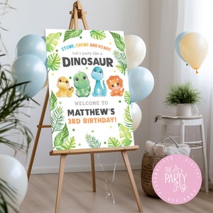 Dinosaur Birthday Welcome Sign, Baby Dinosaur Birthday Welcome Poster ...