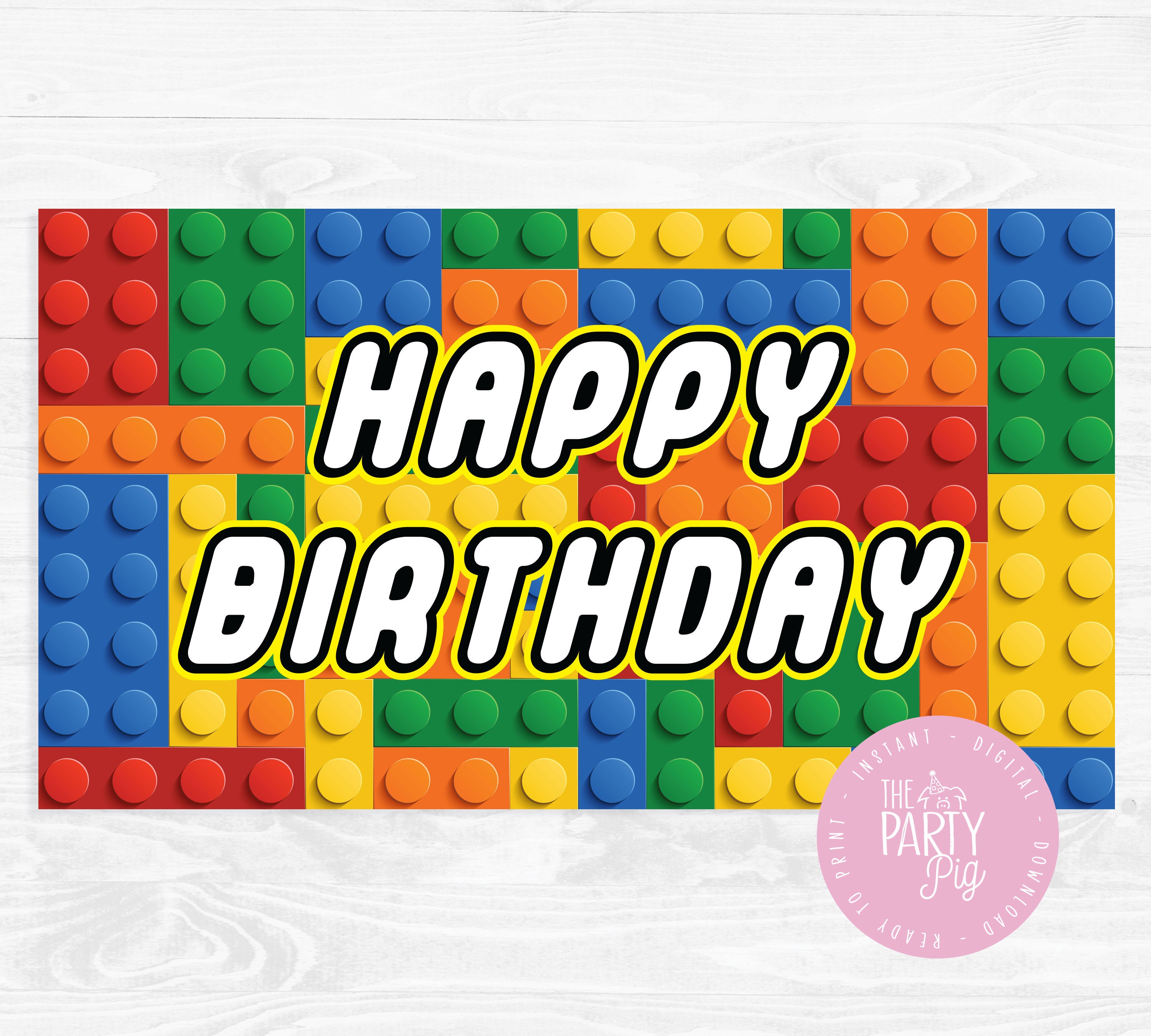 Building Block Backdrop Birthday Party Happy Birthday Banner Backdrop ...