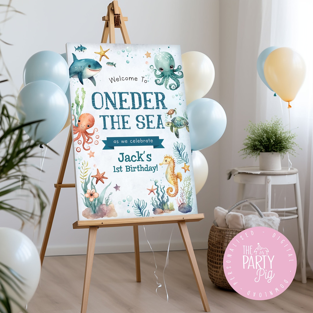 Oneder the Sea First Birthday Welcome Sign Under the Sea Theme Custom ...