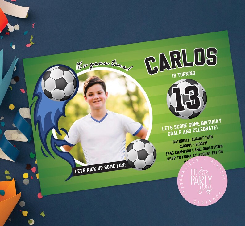 Soccer / Football Field Invitation Digital Download Birthday Invite ...