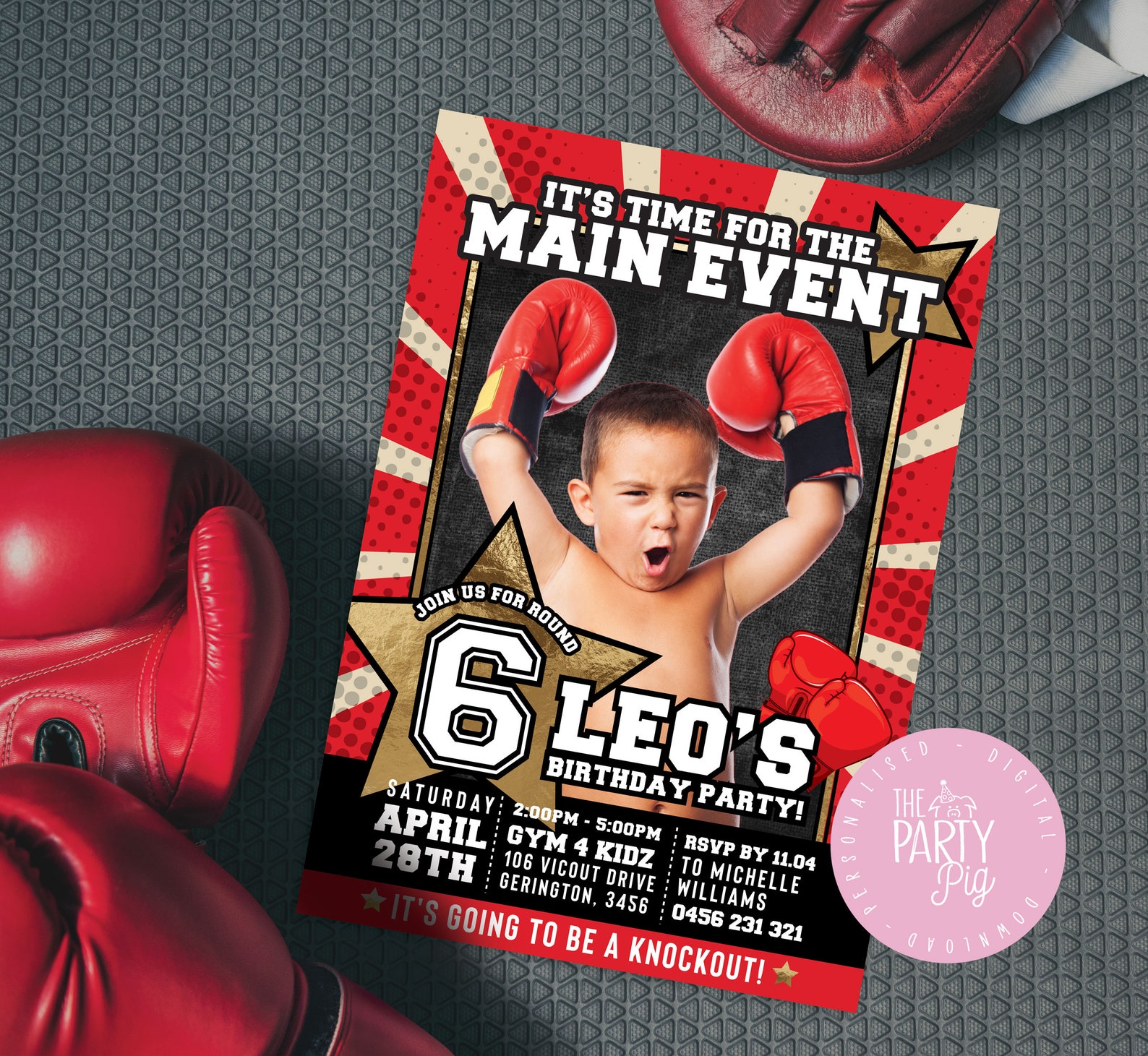Boxing Birthday Invitation, Knockout Invite, Boxing Birthday Party, Main Event Invitation ...