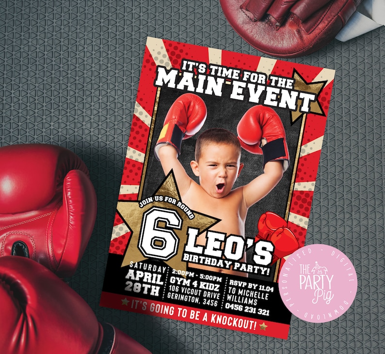 Boxing Birthday Invitation, Knockout Invite, Boxing Birthday Party ...